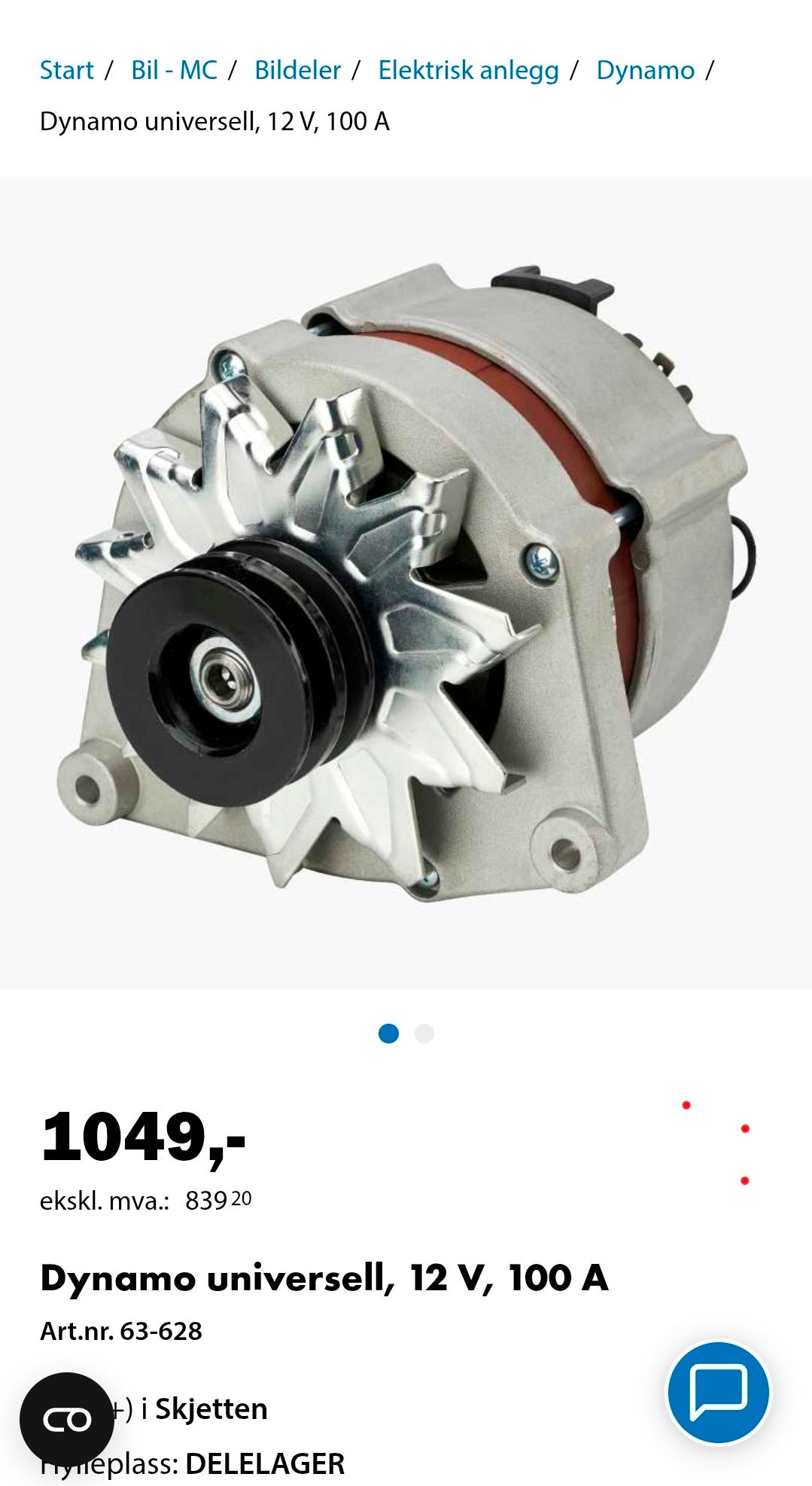 Universal dynamo 100 ah biltema | FINN-torget