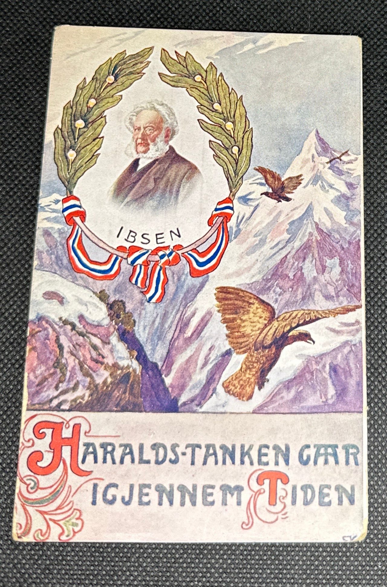 Gammelt postkort – Henrik Ibsen / “Haralds-tanken gaar igjennem Tiden” | FINN-torget