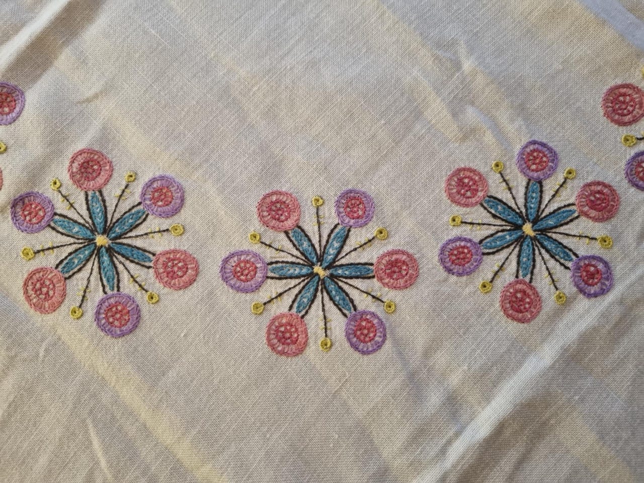 Vintage Brodert Duk Retro Broderi Vevd Linne Festdrakt | FINN-torget