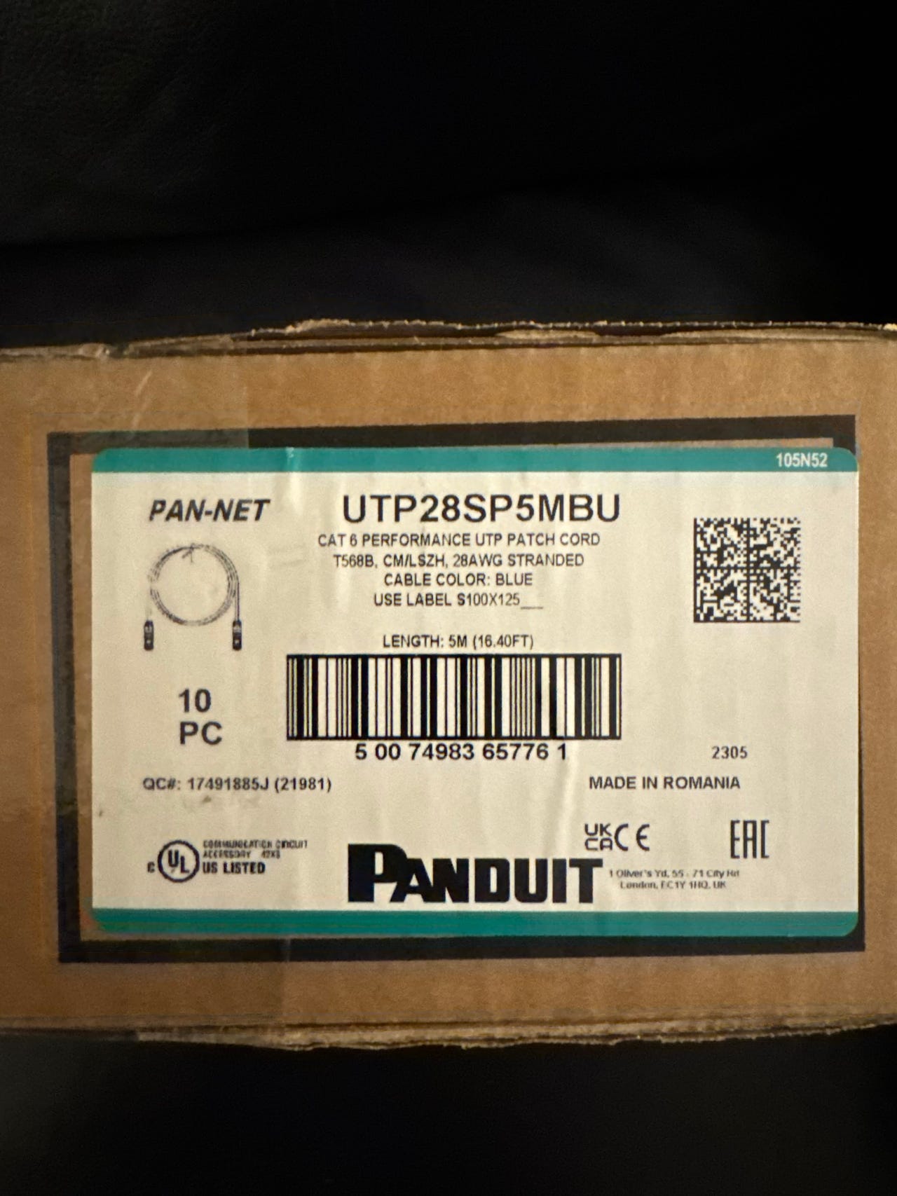 The Panduit UTP28SP The Panduit UTP28SP5MBU is a Category 6 UTP patch ...