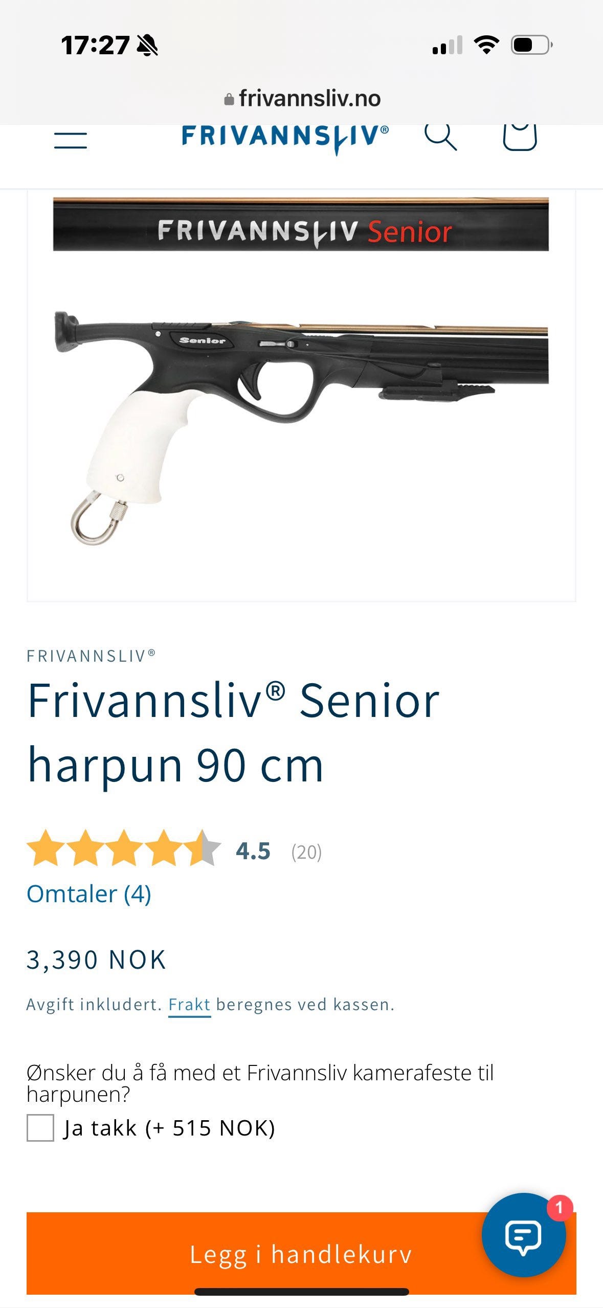 Frivannsliv Senior harpun 90 cm | FINN-torget