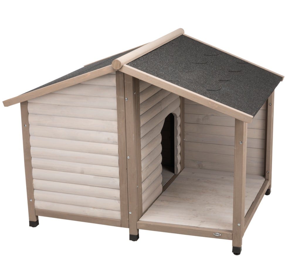Trixie Natura hundehus m. terrasse -Lodge Grå: L: 130 × 100 × 105 cm f ...