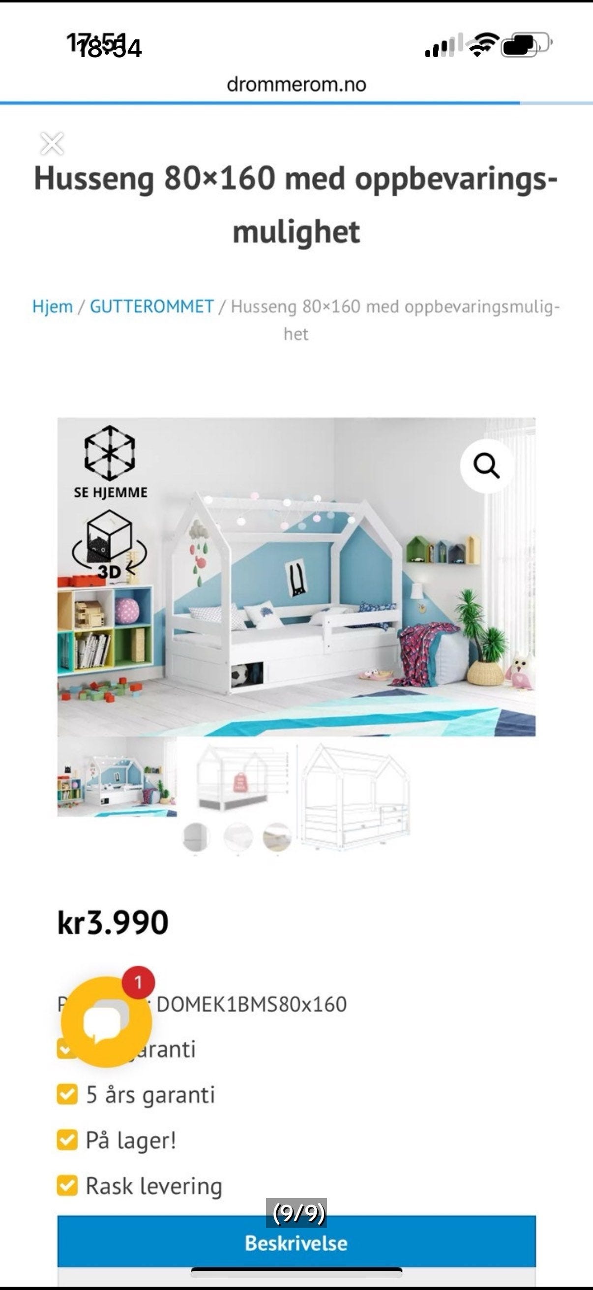 Jollyroom Uttrekkbar seng barn hvit tre | FINN-torget