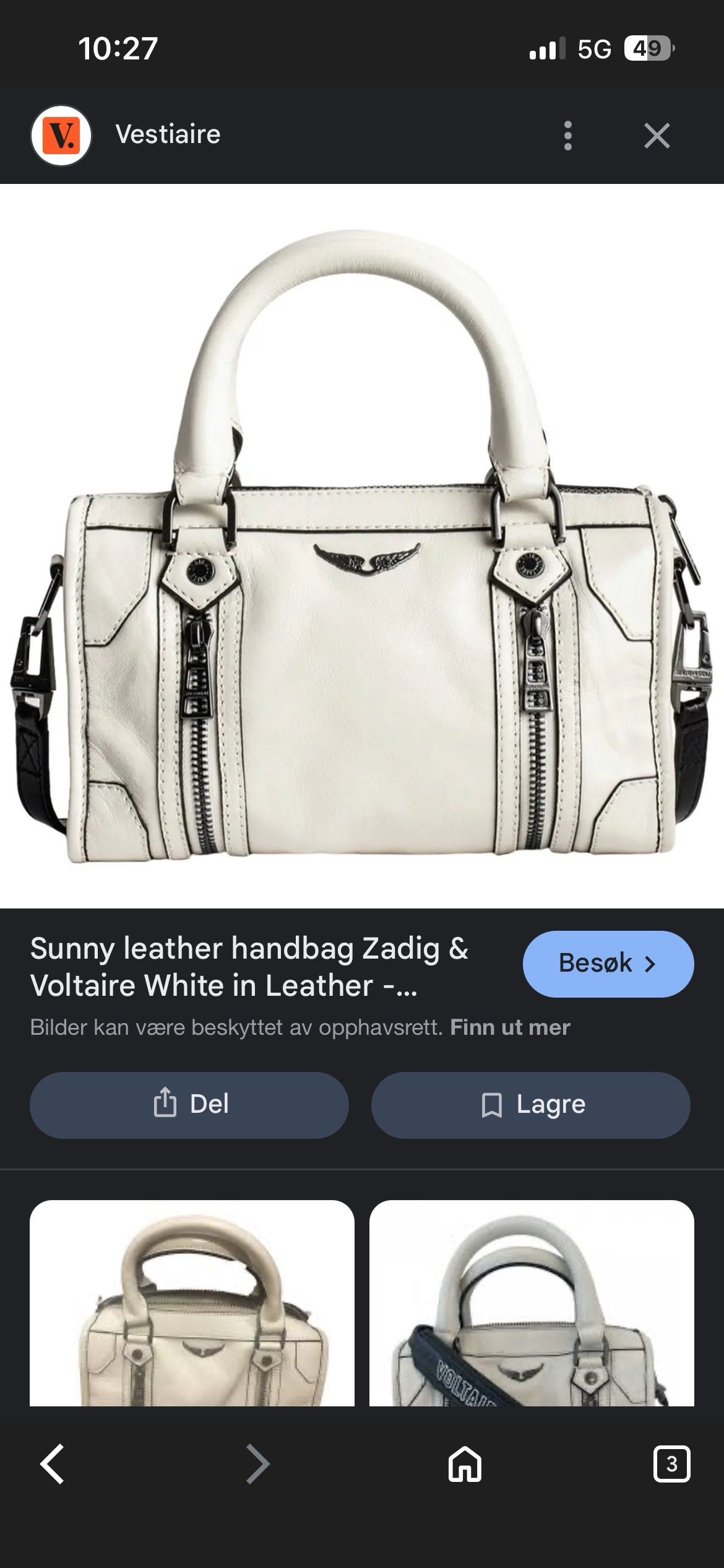 Zadig&Voltaire Sunny Skinnveske Dame Hvit | FINN-torget