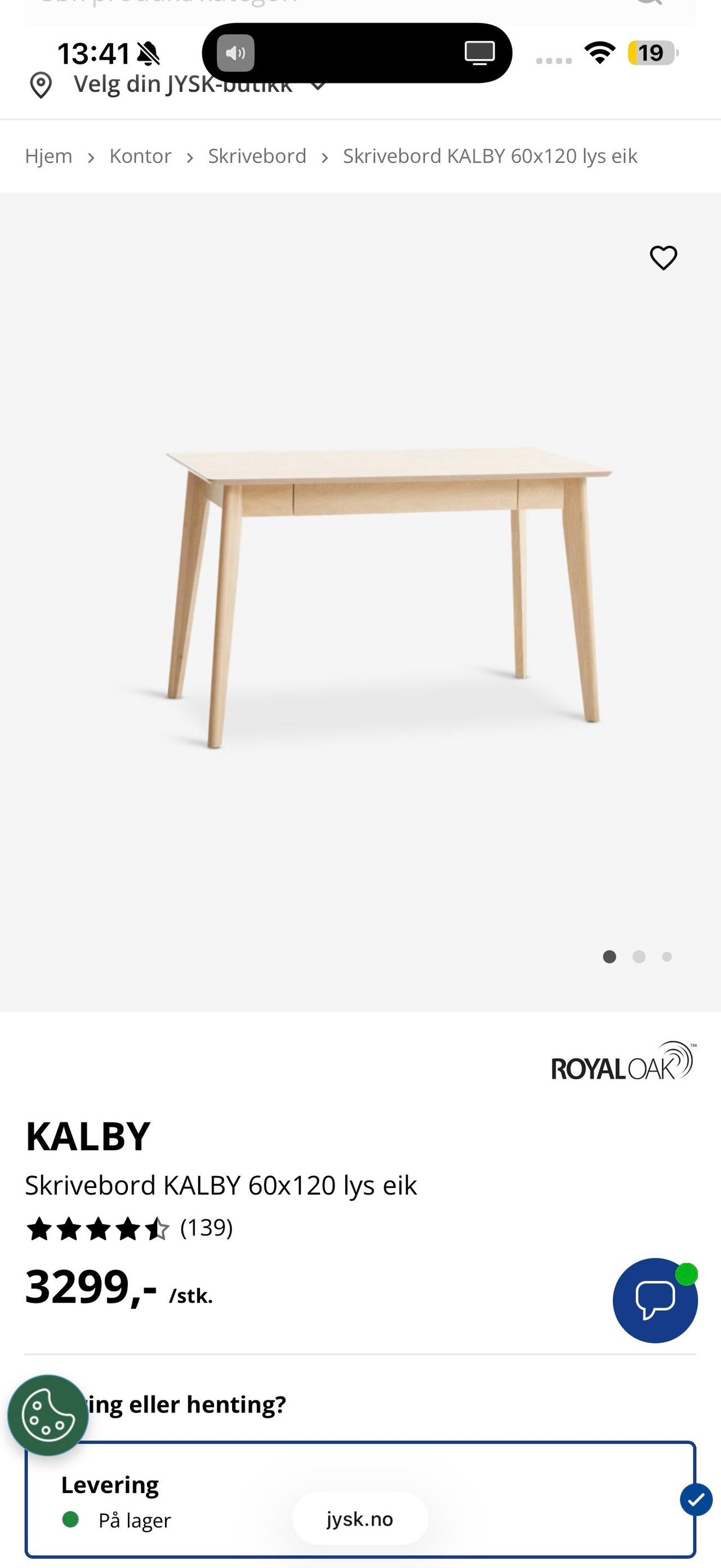 Skrivebord kalby fra jysk selges! | FINN-torget