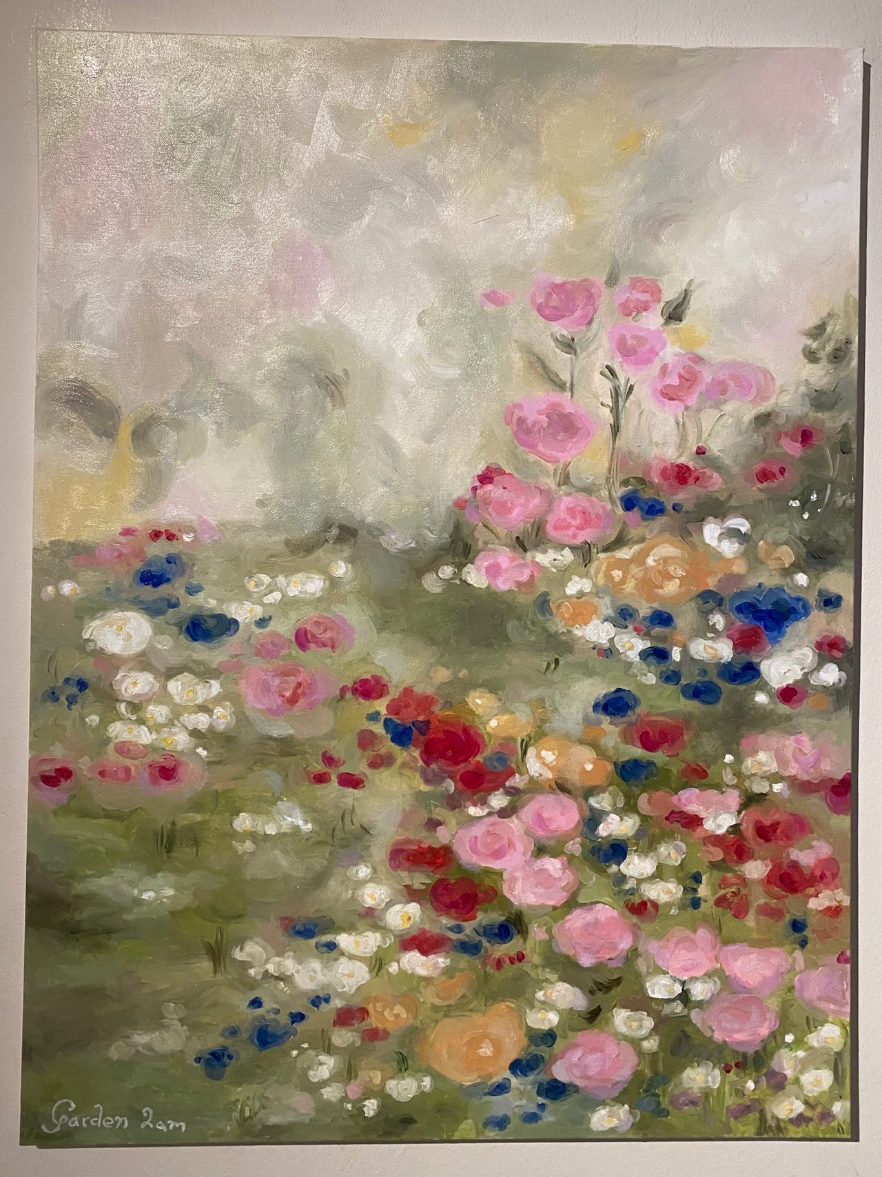 Stort maleri 60x80 blomster hage | FINN-torget
