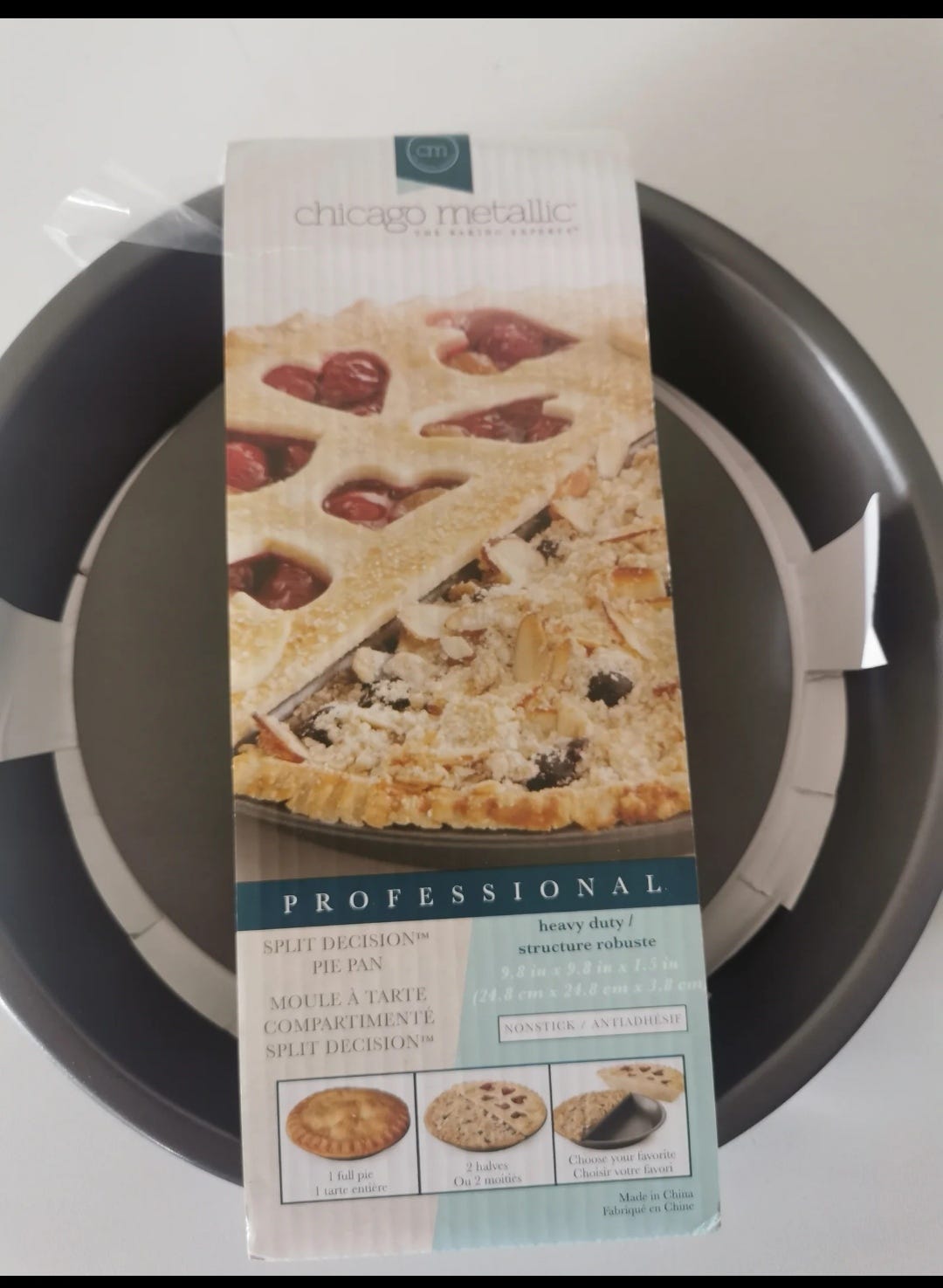 Split Decision Pie Pan Chicago Metallic - Bake Two Half Pies Or One ...
