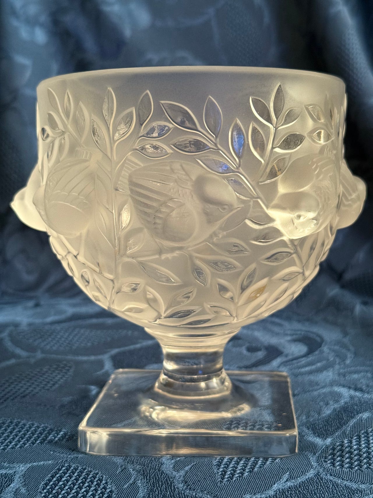 Lalique Elizabeth Vase-stette bolle, fugler i buskene | FINN-torget