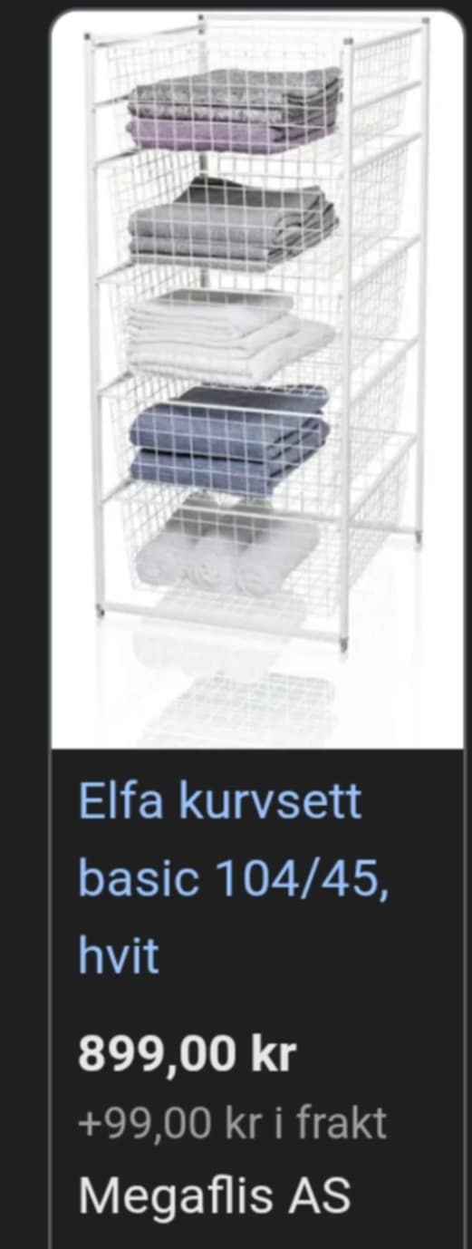Elfa kurvsett basic 104/45, hvit | FINN-torget