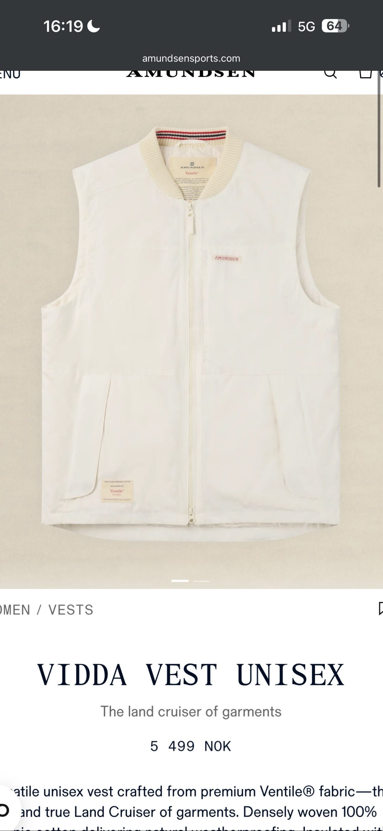 Amundsen XXL Hvit Vest | FINN-torget
