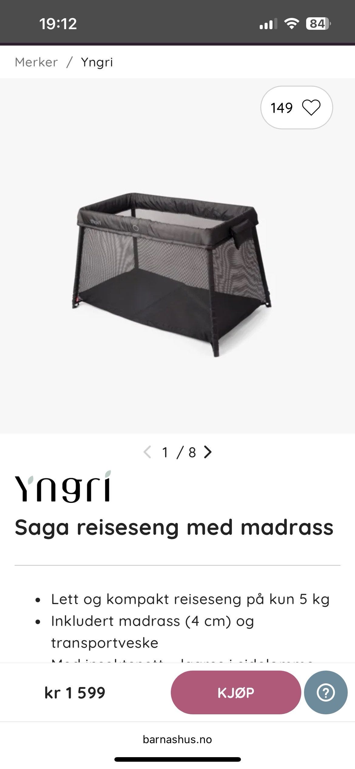 Reiseseng fra Yngri - modell Saga | FINN-torget