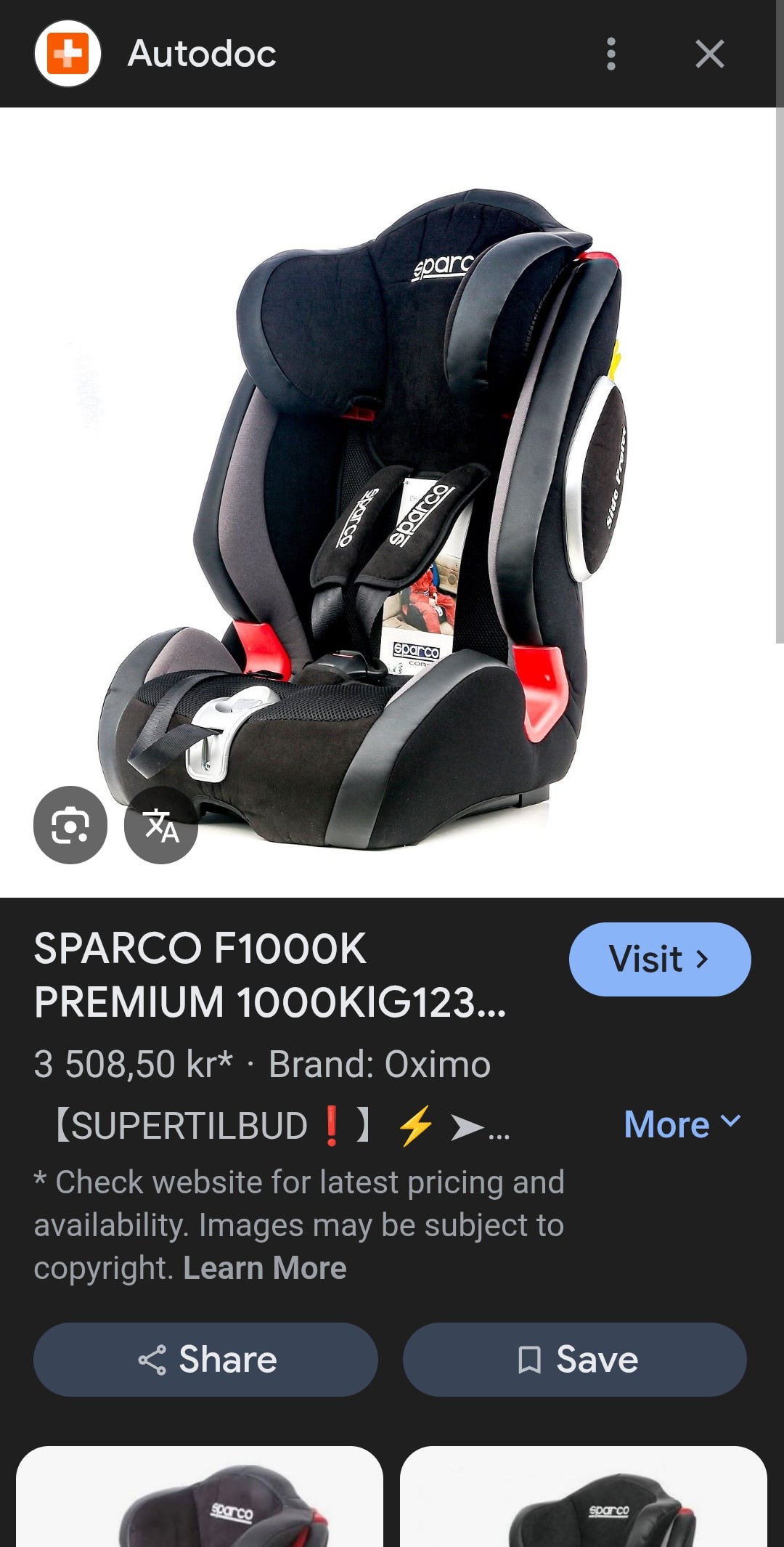 Sparco barnesete gis bort | FINN-torget