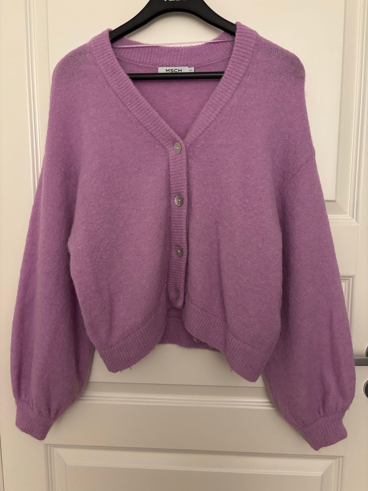 MSCH Copenhagen cardigan med «ballong ermer» lilla str M/L | FINN-torget