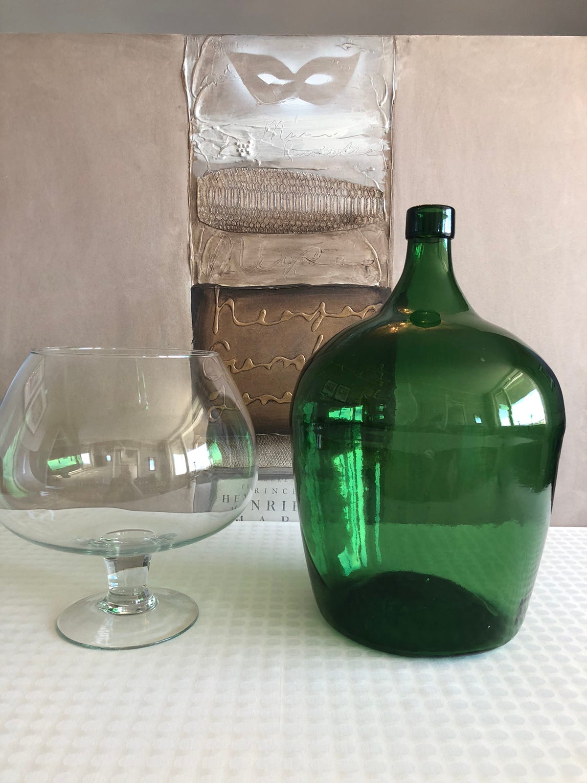 Flaskegrønn Glassballong/Vinballong. Stor H: 45,5 cm | FINN-torget