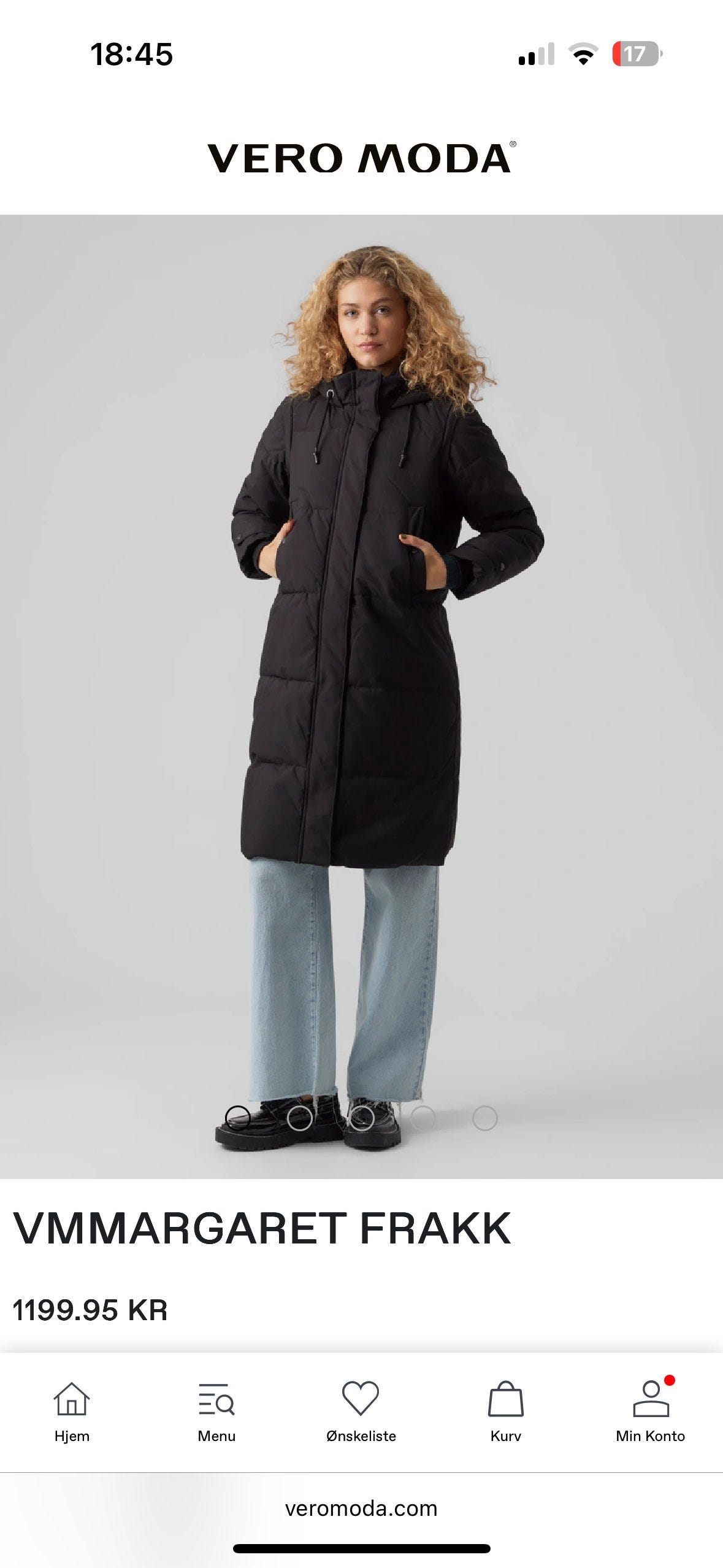Vero Moda Lang Svart Dunjakke Dame M | FINN-torget