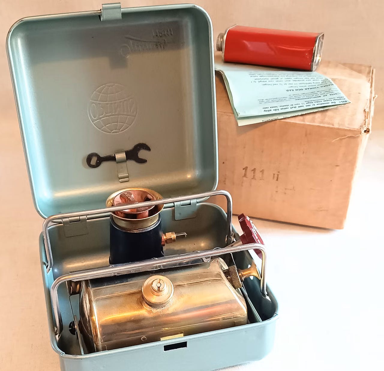 Ny vintage New Old Stock Optimus 111 bråkebrenner i eske | FINN-torget