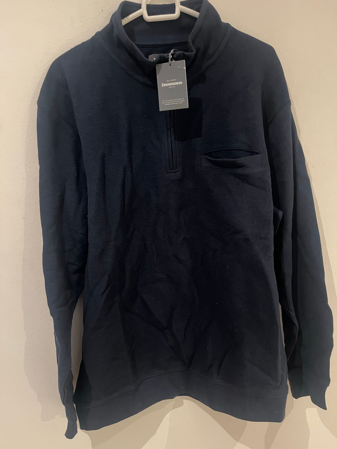 Dressmann navy half-zip genser – str. XL | FINN-torget