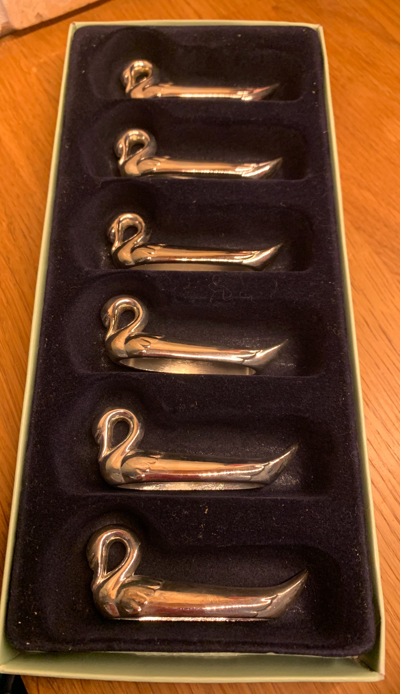 Vintage bestikkholder svane i sølvplett - 6 stk. | FINN-torget
