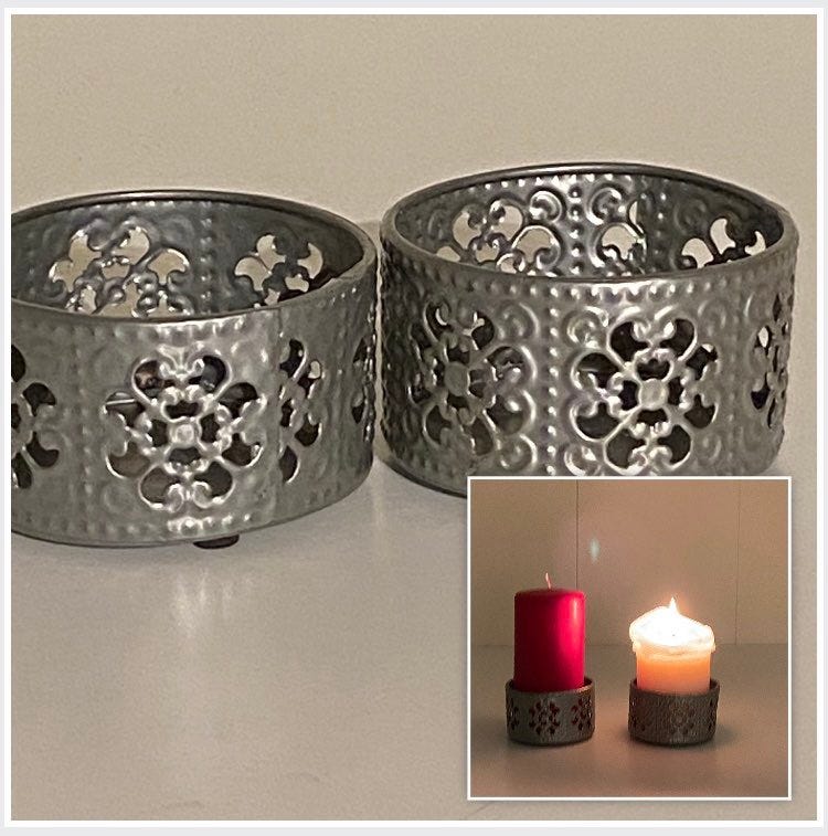 Holder sølv/grå til kubber/store te-lys Ø-5,5 cm | FINN-torget