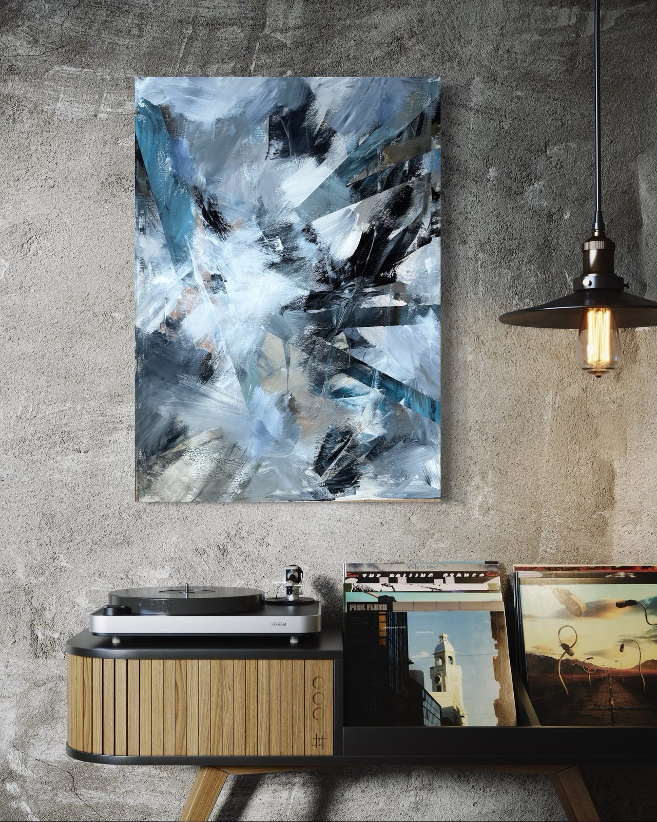 Abstrakt maleri – «Splash», moderne kunst, originalt bilde 50x80 cm ...