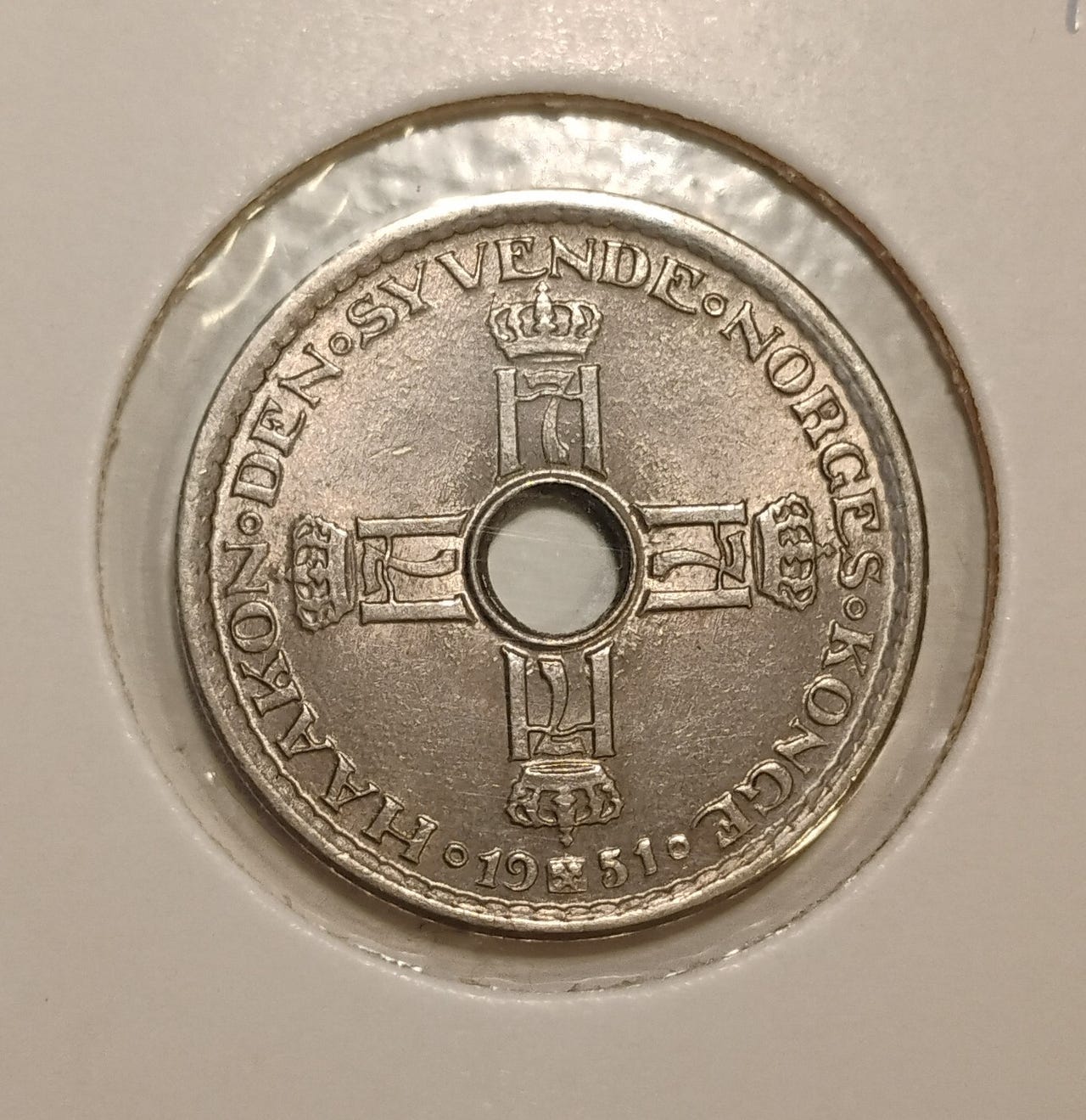 1 krone 1951 fra Haakon VII sin tid 🇧🇻 | FINN-torget
