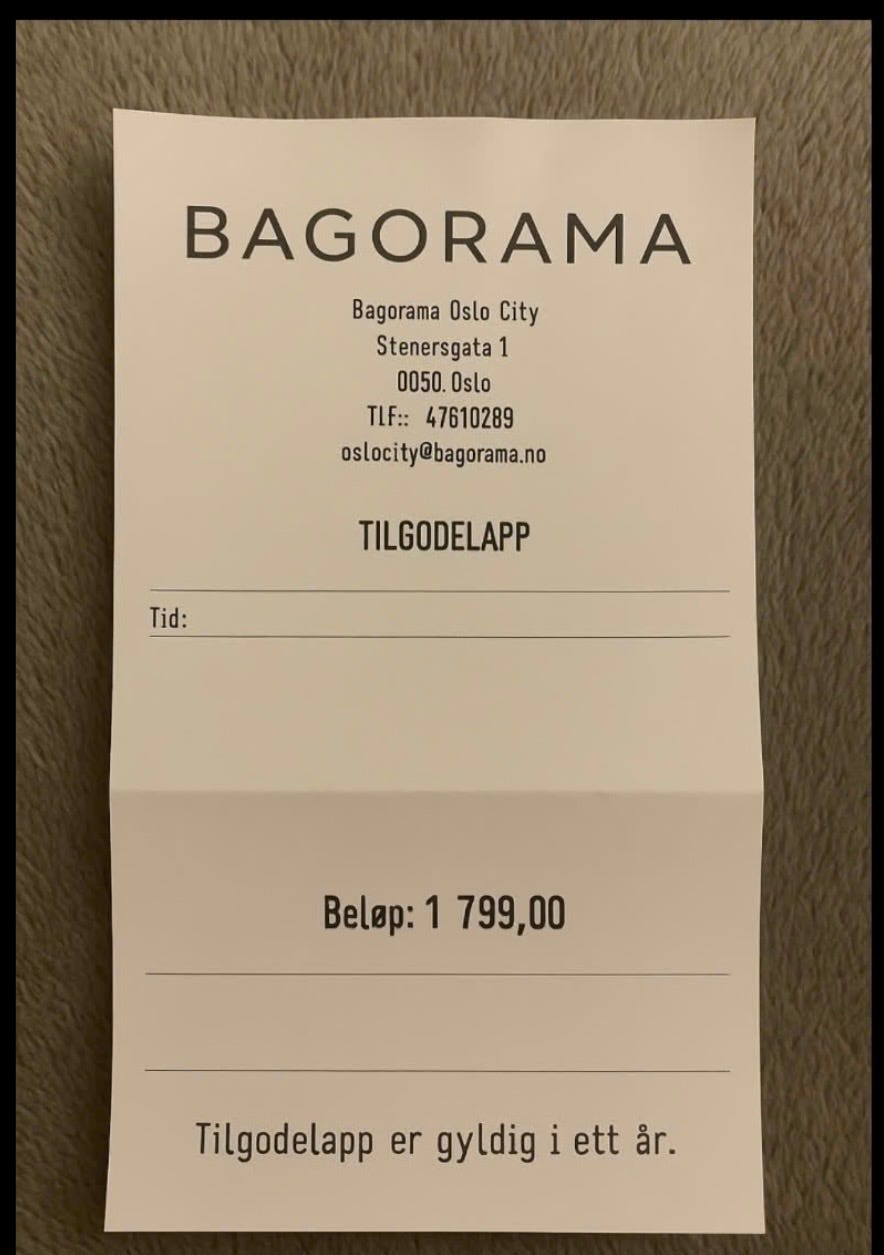 Bagorama Tilgodelapp/Gavekort. Kan brukes i alle Bagorama kjeder | FINN ...