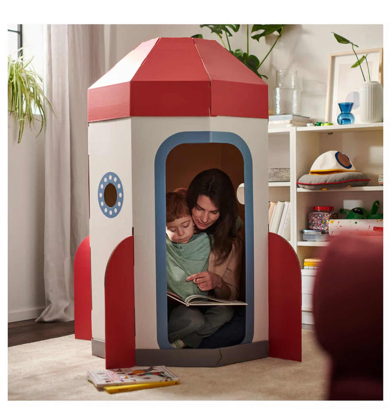 AFTONSPARV Children's tent, rocket white/red | FINN-torget