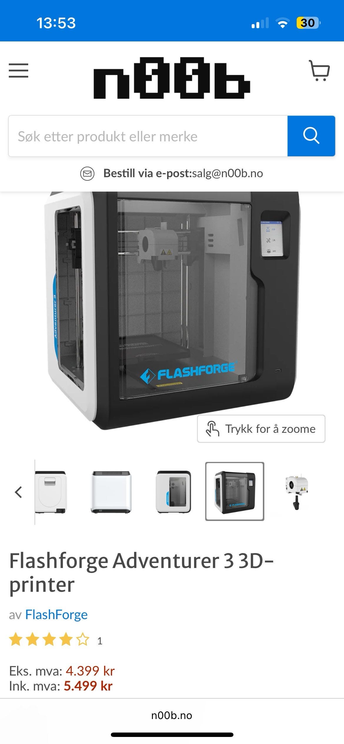 FlashForge 3D-printer byttes i pc | FINN-torget
