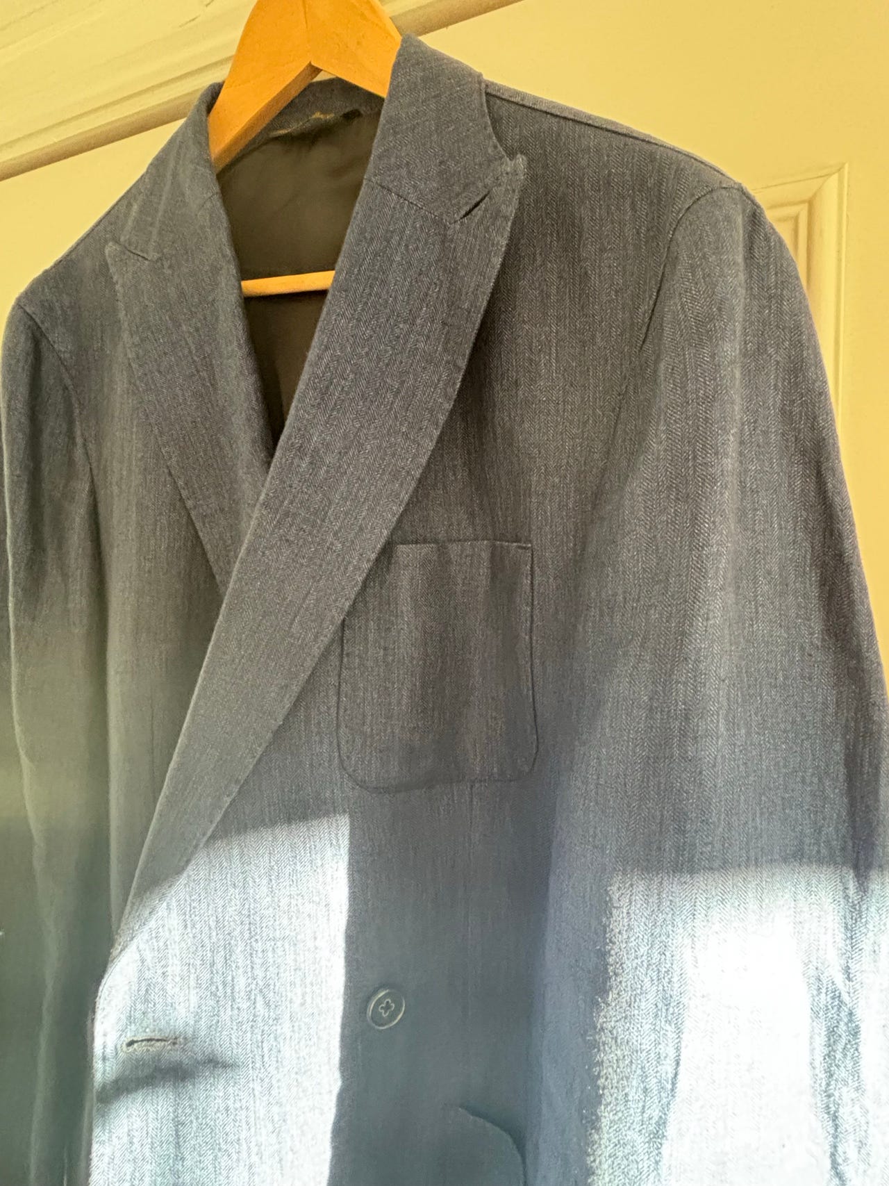 Blå Acquaviva dobbeltspent lin blazer | FINN-torget