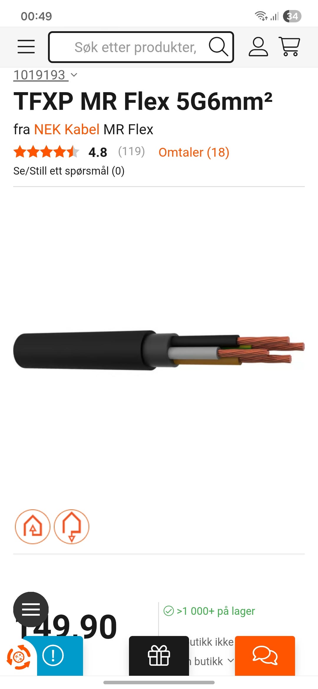 5G6mm2 kabel selges billig! | FINN-torget