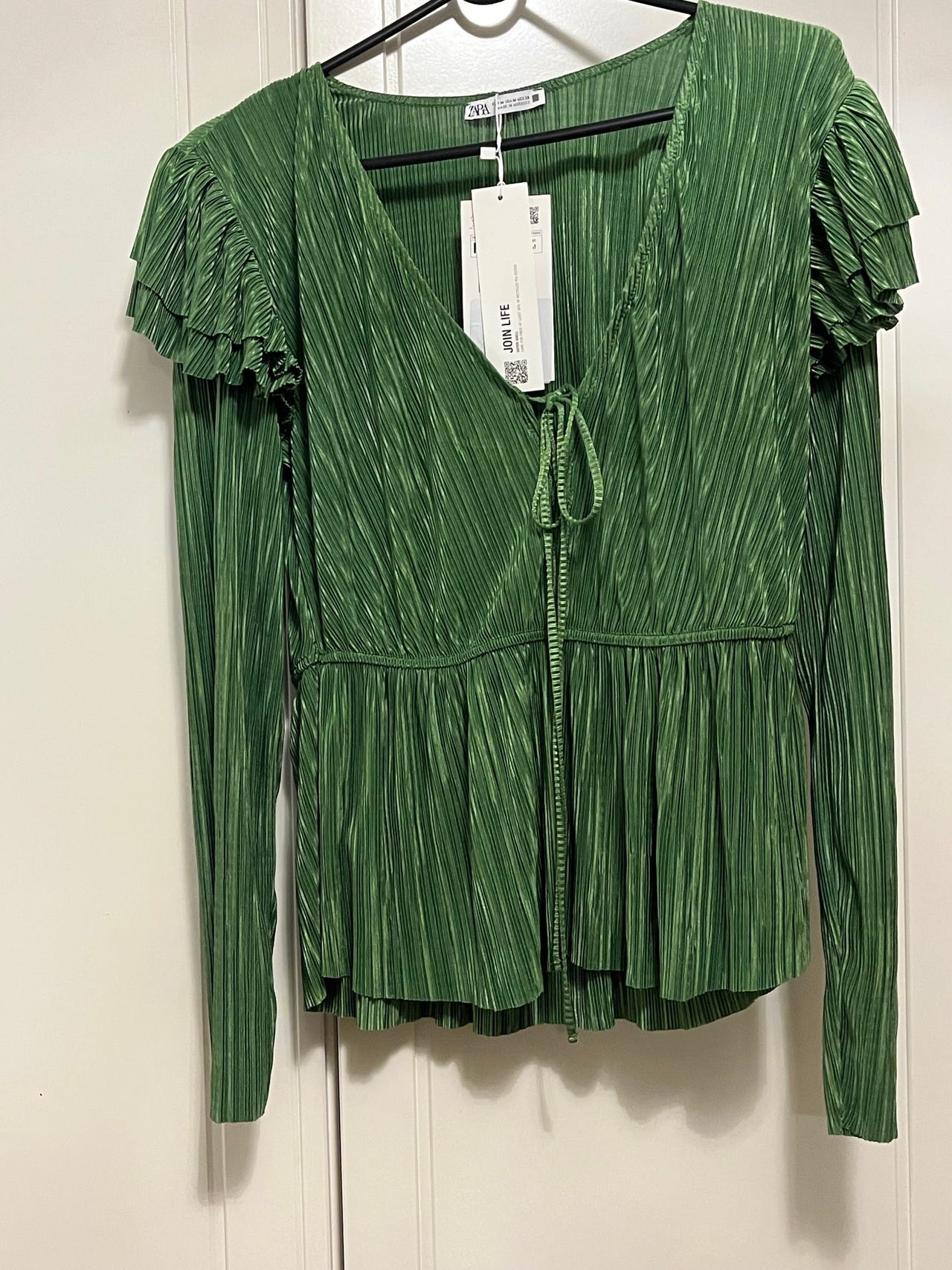 Zara Bluse Grønn M Polyester | FINN-torget