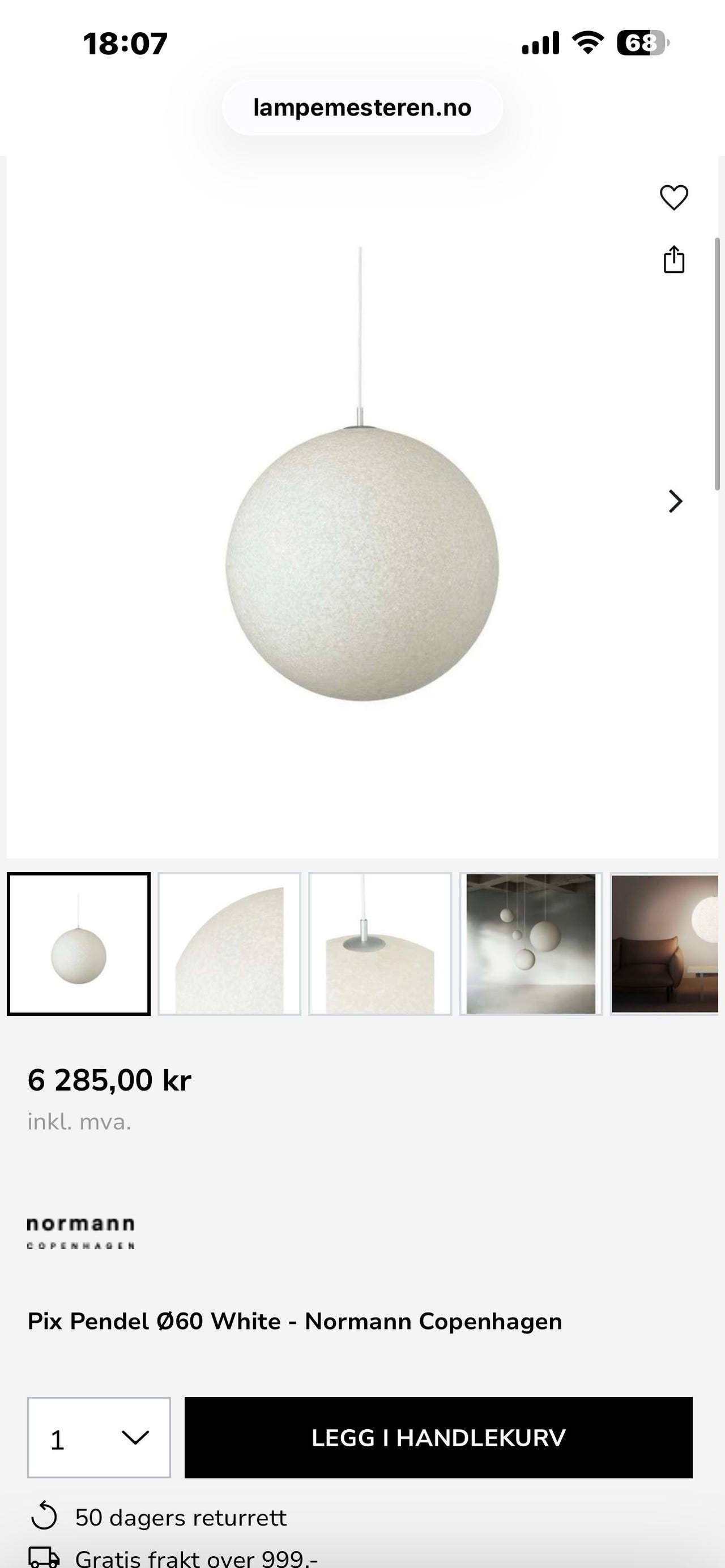 2 Pix Pendel stor taklampe selges ubrukt | FINN-torget