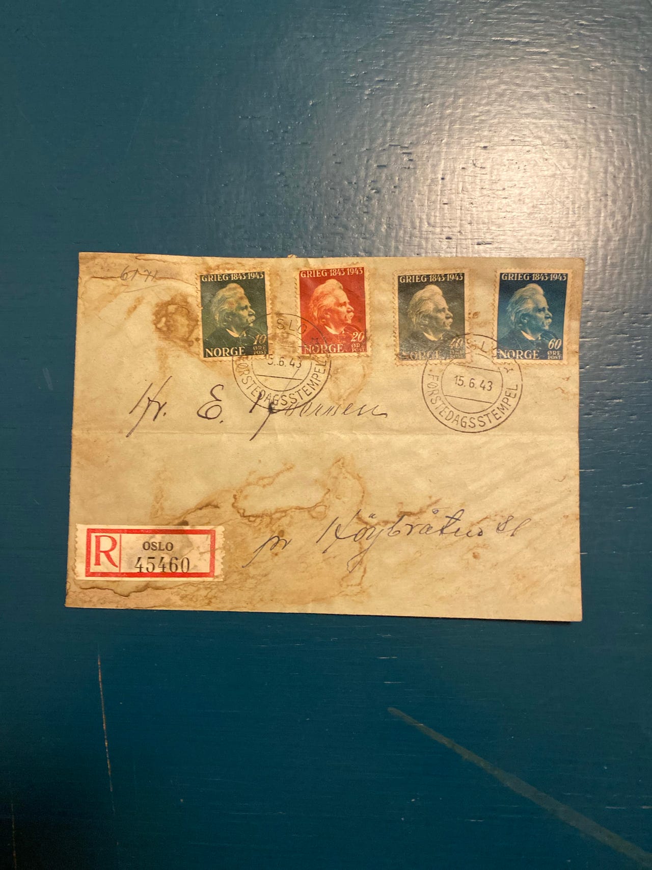 1943 Norge 🇳🇴 FDC Førstedagsbrev Grieg | FINN-torget