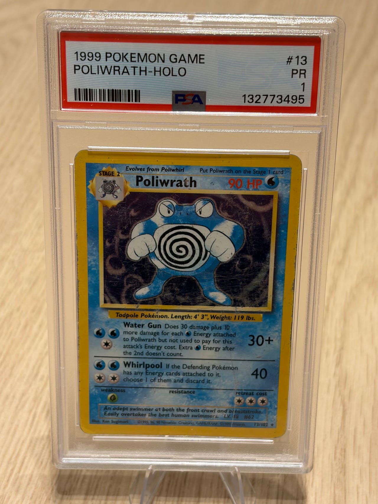 PSA 1 Poliwrath Base Set Holo Foil Rare 13/102 1999 Pokemon WoTC PR ...