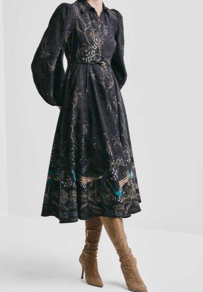 ByTiMo kjole - Jacquard Midi, Blue Peacock (M) | FINN-torget