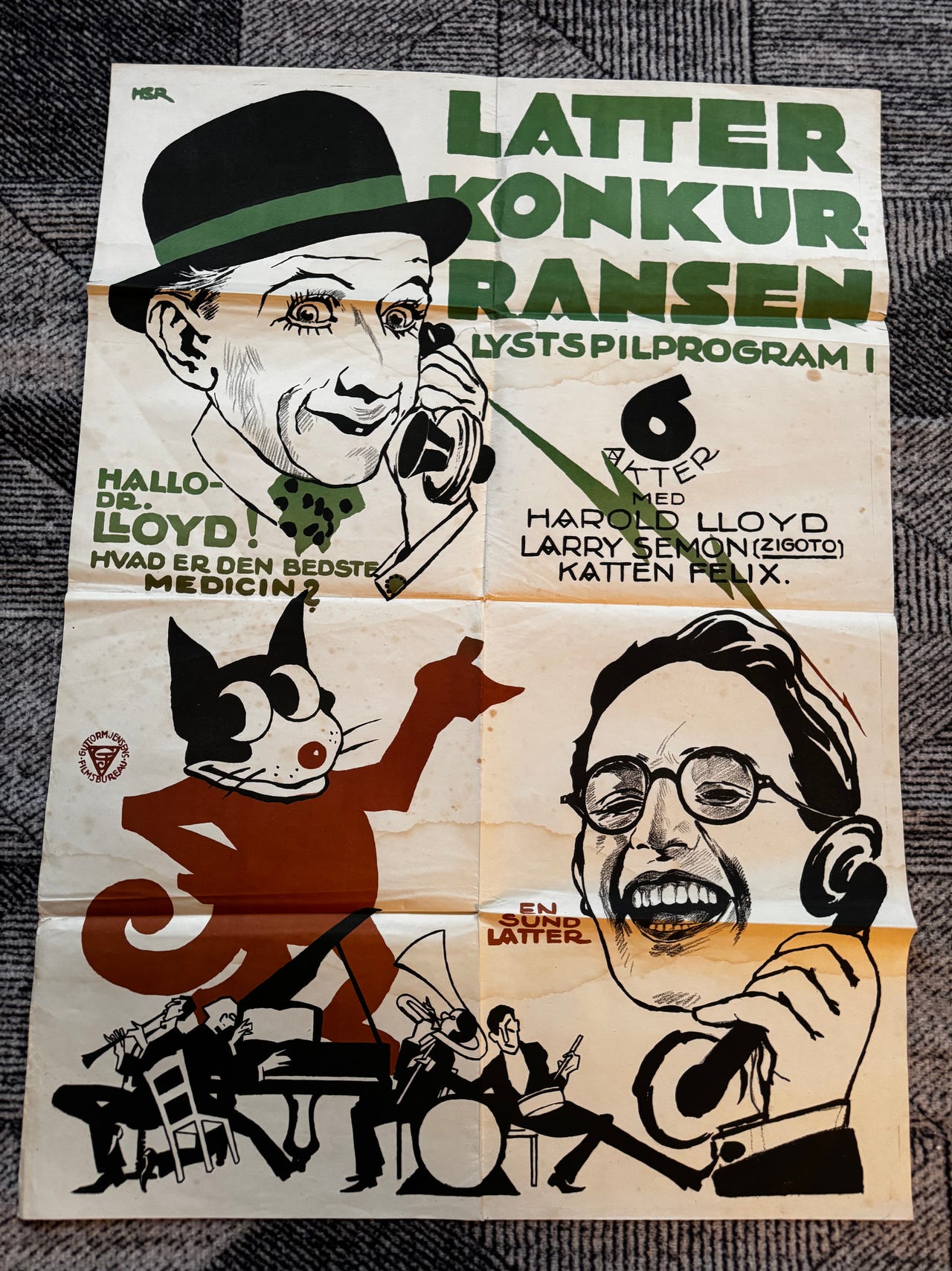 Original norsk stumfilmplakat (ca 1924) – Harold Lloyd / Felix the Cat ...