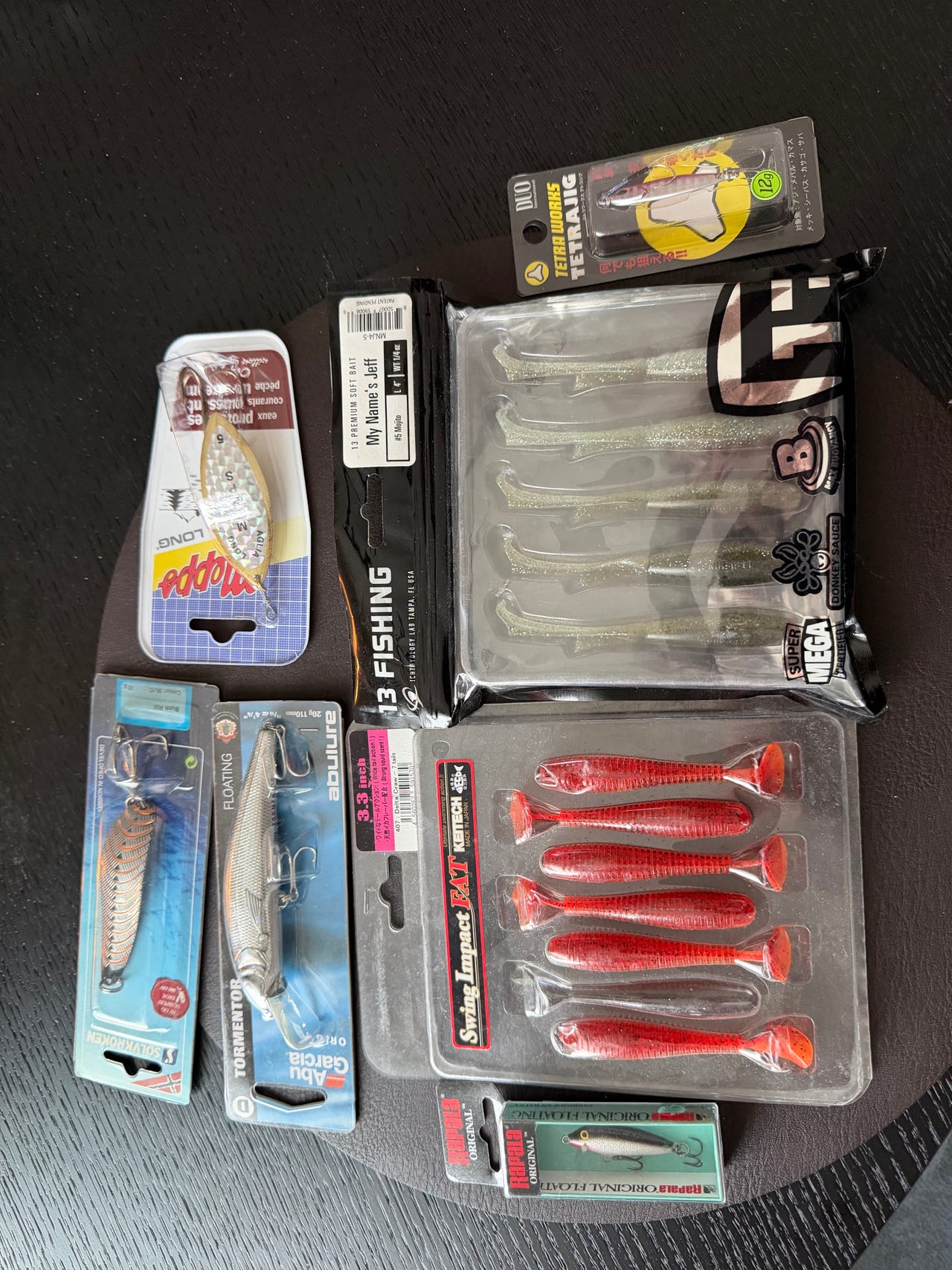 Diverse fiske sluker,jigger og wobbler og spinnere Rapala, Duo, ABU ...