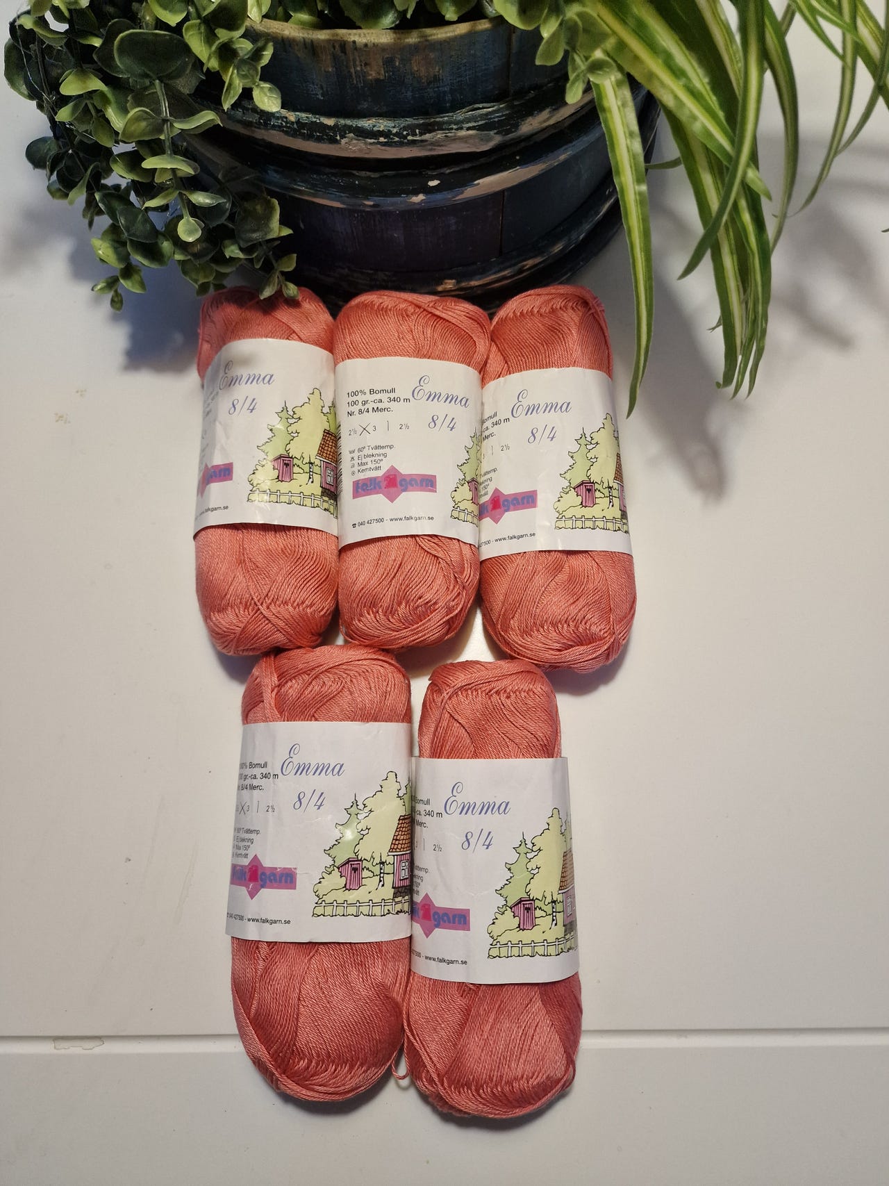 Emma 8/4 bomullsgarn fra Falk garn, farge 026 korall | FINN-torget