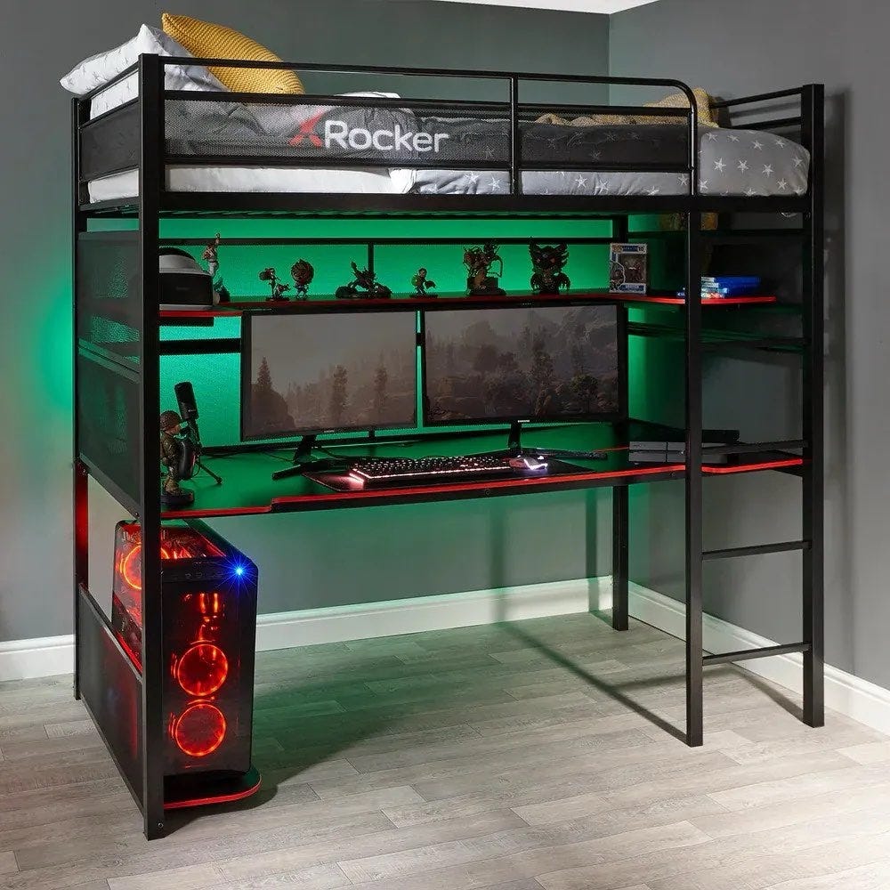 X Rocker gaming seng med gaming pult. Loftseng. | FINN-torget