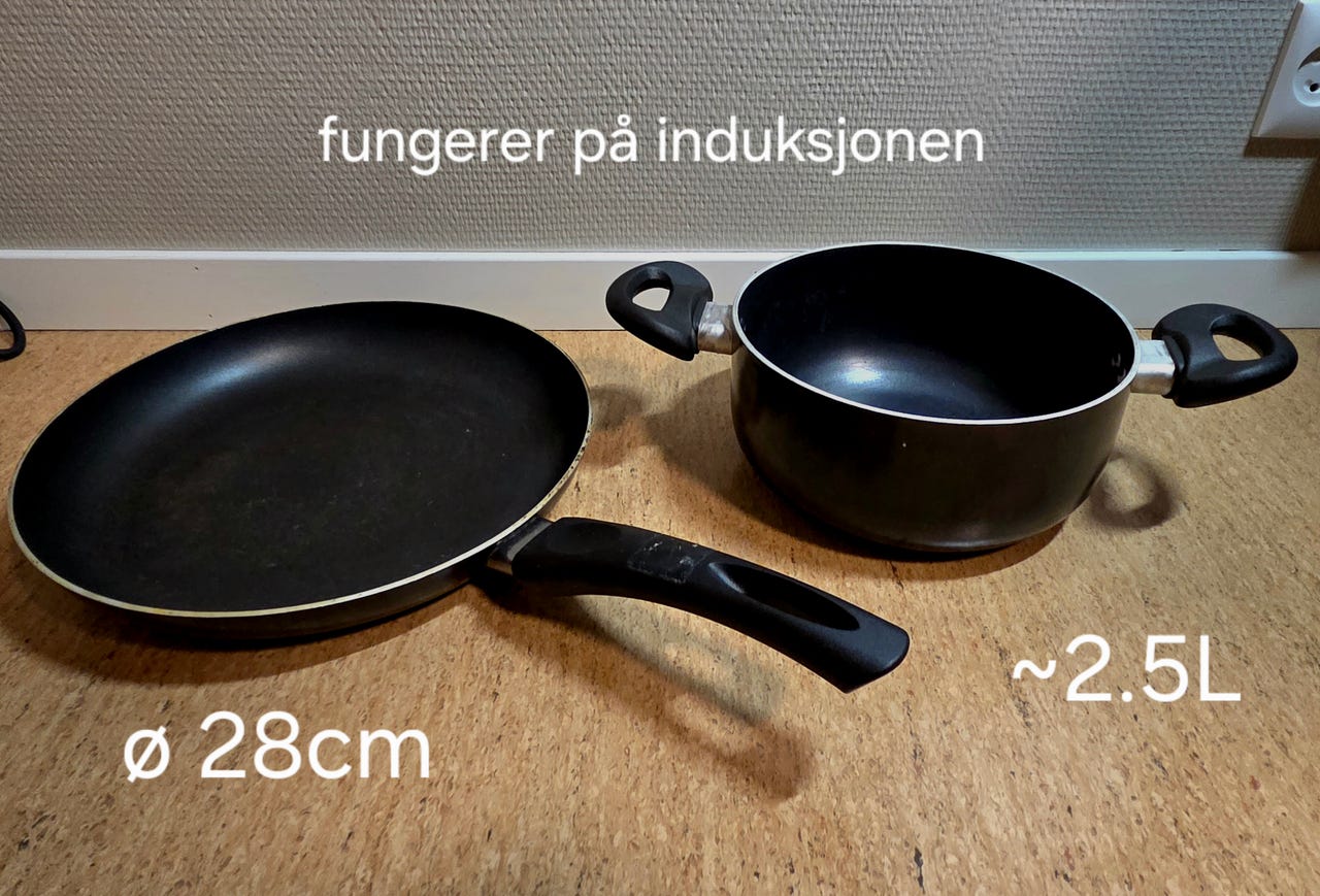 Sett gryter og stekepanne rustfritt stål og non-stick | FINN-torget