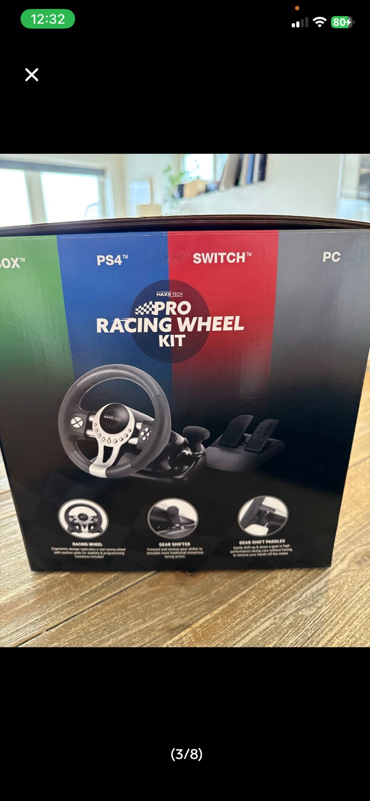 MAXXTECH Pro Racing Wheel Kit ratt og pedaler til PC PS4 Xbox Switch ...