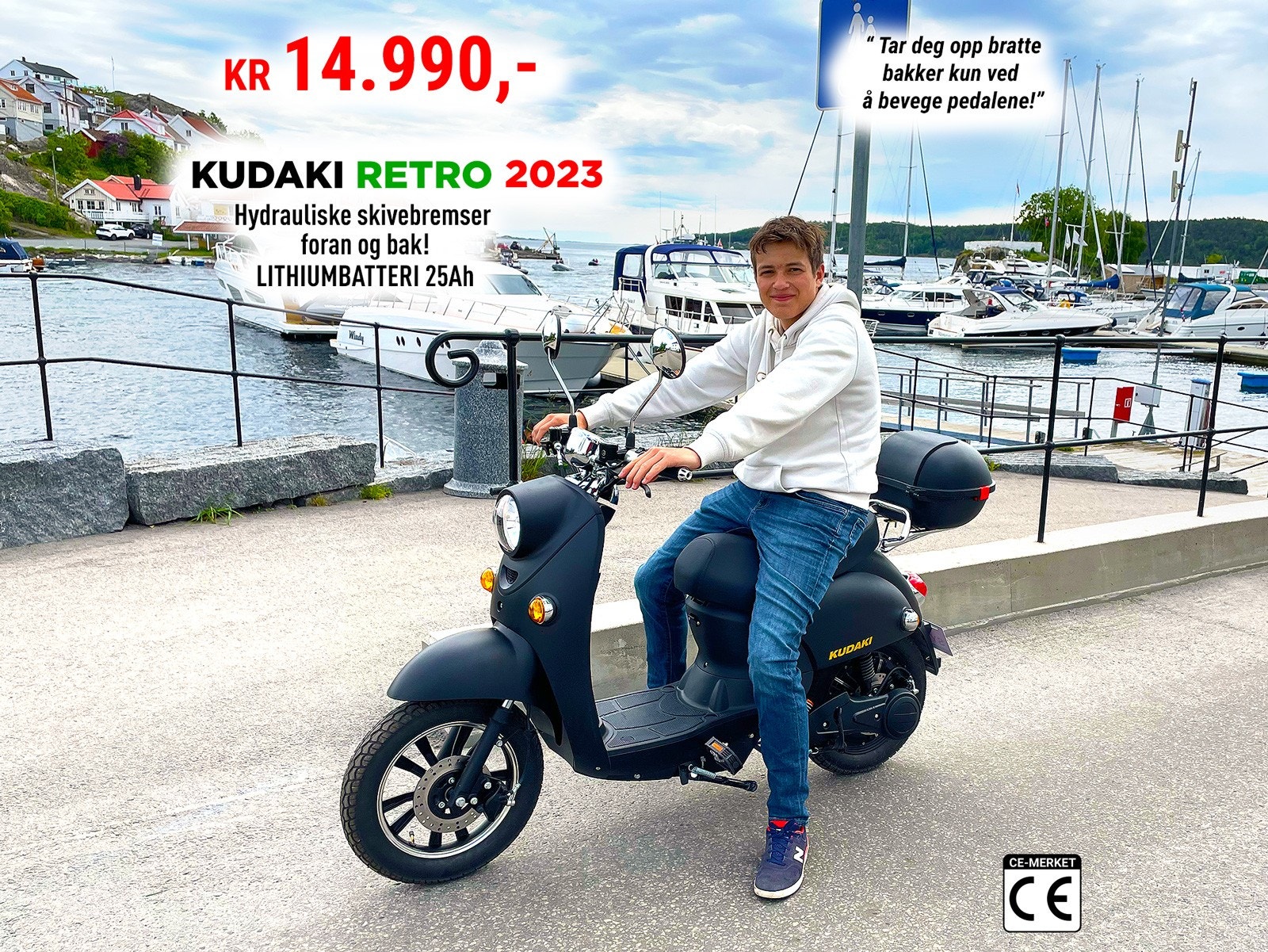 Kudaki Retro- Lithium El sykkel El scooter Elsykkel Pedal scooter ...
