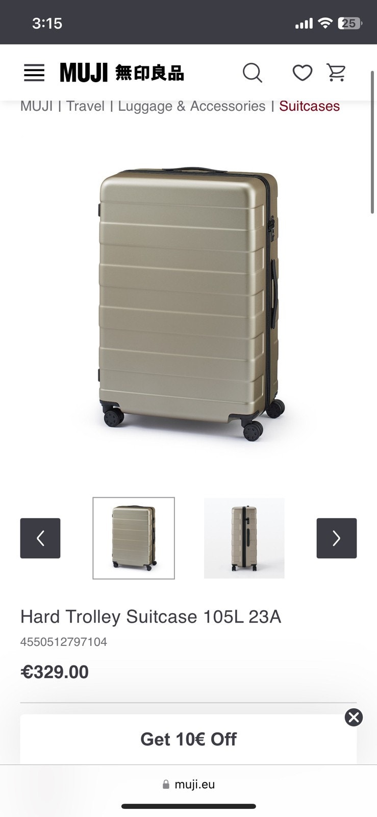 Muji 105L hard trolley suitcase(‐H77 x W52 x D29cm) | FINN-torget