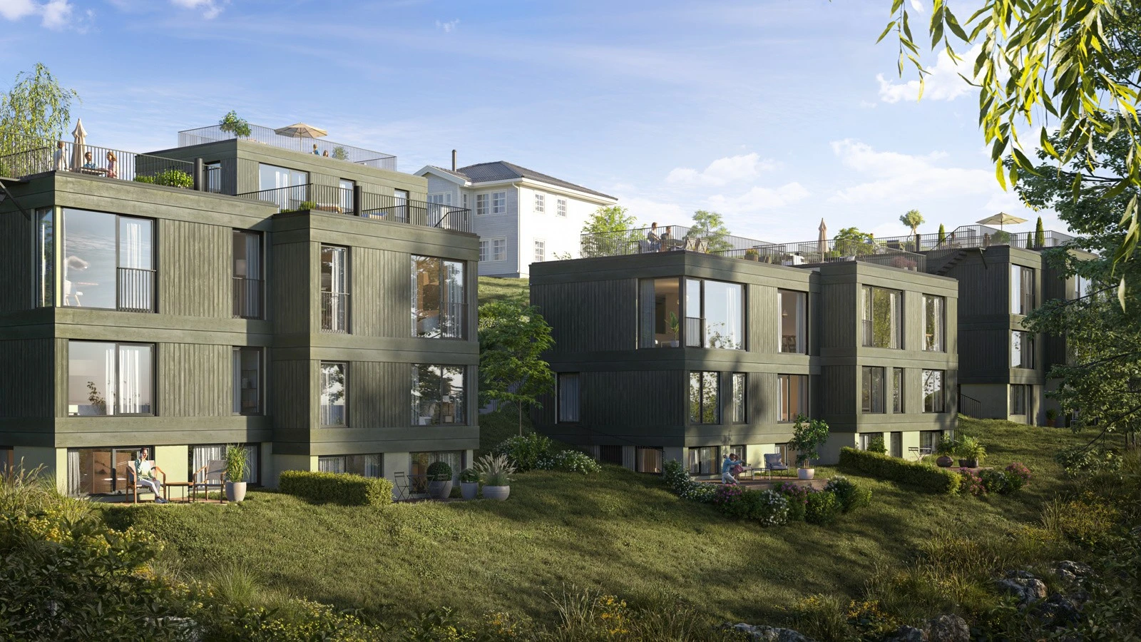 Skøyenåsen - Lekre, familieboliger under oppføring. Flott arkitektur. 4-5 soverom. Takterrasse ...