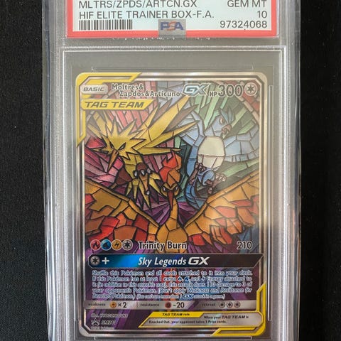 Pokemon zapdos, articuno, moltres gx, psa 9 | FINN-torget