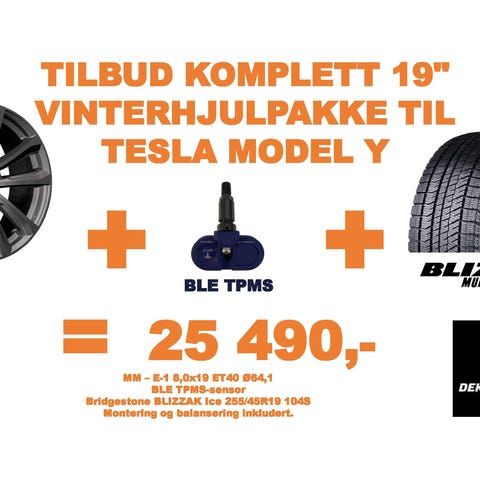 Tesla Model Y 21’’ vinterhjul til salgs | FINN-torget