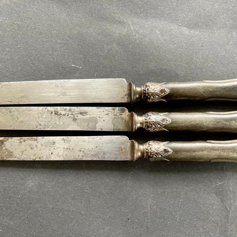 Fransk vintage stekeholder og gaffel, benhåndtak | FINN-torget