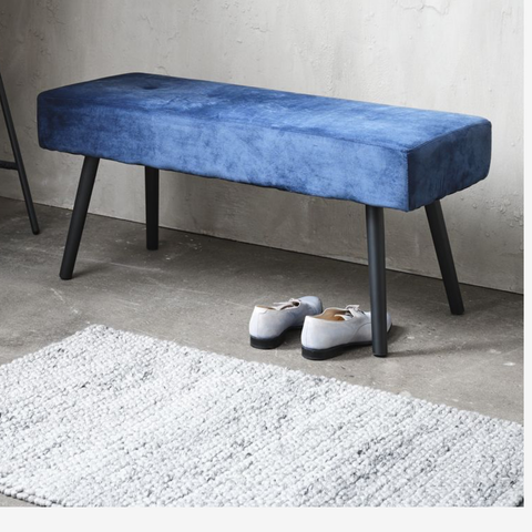 Benk RJUKAN mørk blå fløyel selges billig | FINN-torget
