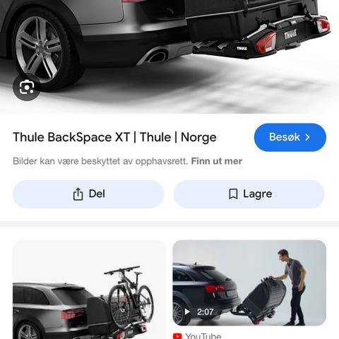 Thule velospace xt 3 sykkelstativ + Thule backspace XT | FINN-torget