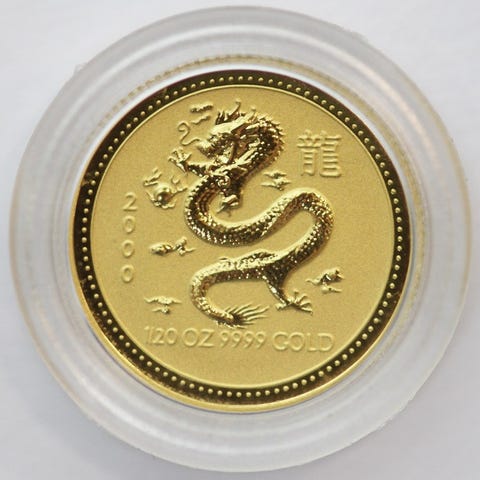 2001, Golden Dragon Fish, 1/25 oz, 9999 gull. | FINN-torget